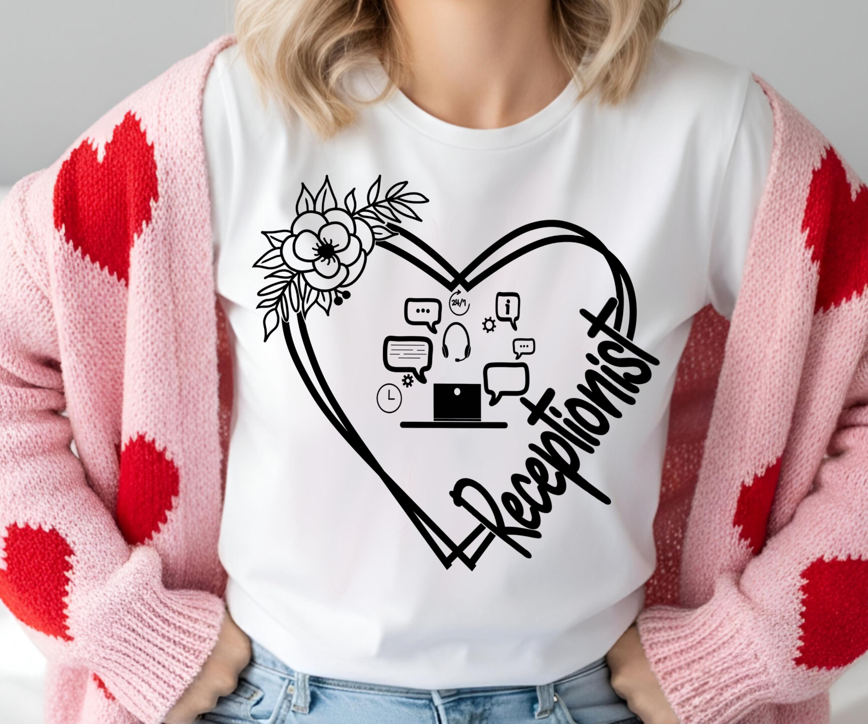 Receptionist Svg, Receptionist Svg File for Cricut, Floral Heart ...