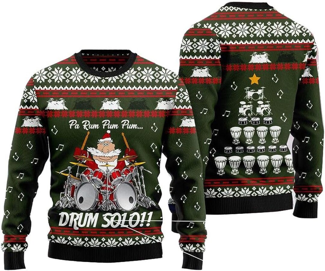 Drum Ugly Sweatshirt Christmas Ugly Sweater Pullover Holiday Vacation ...