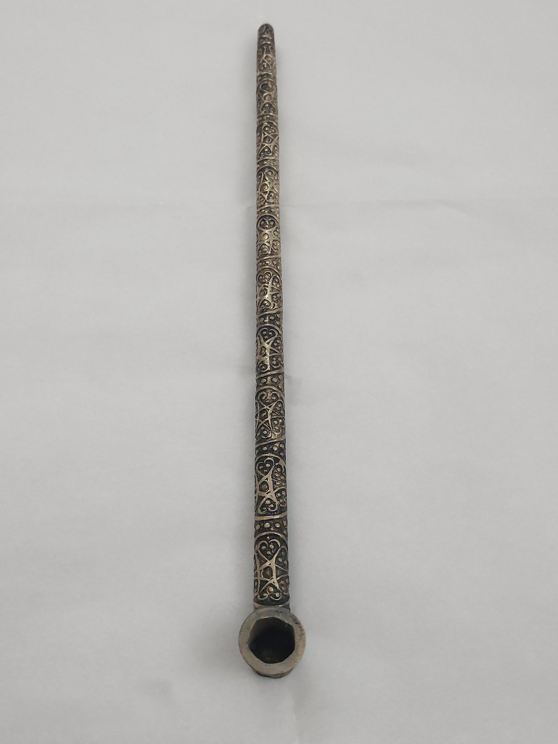 Rare Ancient Pipe Moroccan Engraved Metal Silver Sebsi Tabacco | Etsy