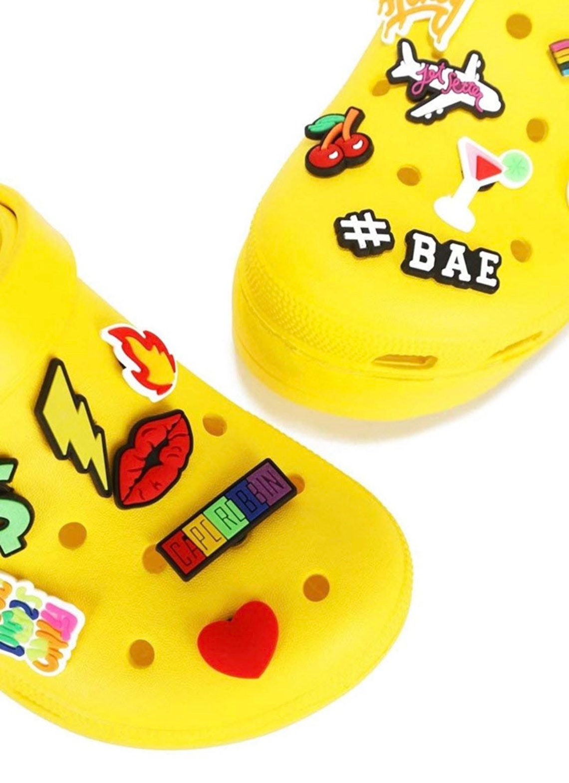 Yellow Croc Style Platform Shoes with charms | Etsy