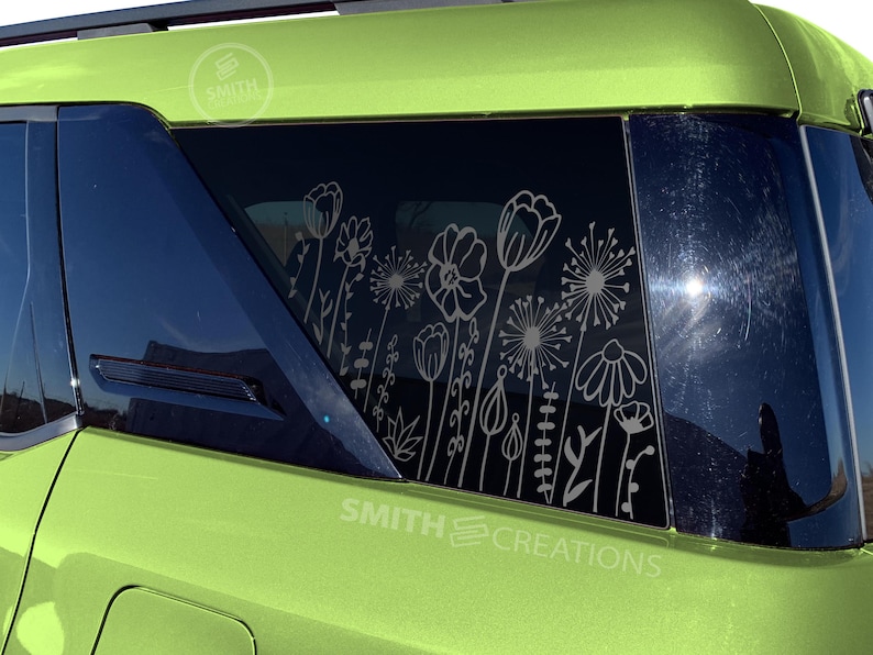 Fits 2021- 2025 Ford Bronco Sports 3rd Quarter Window Wild Flowers ...