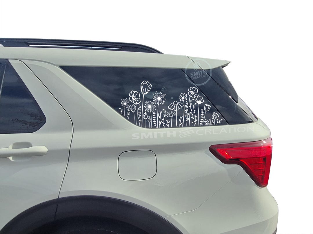 Fits 2020-2025 Ford Explorer 3rd Quarter Window Wild Flowers Vinyl ...