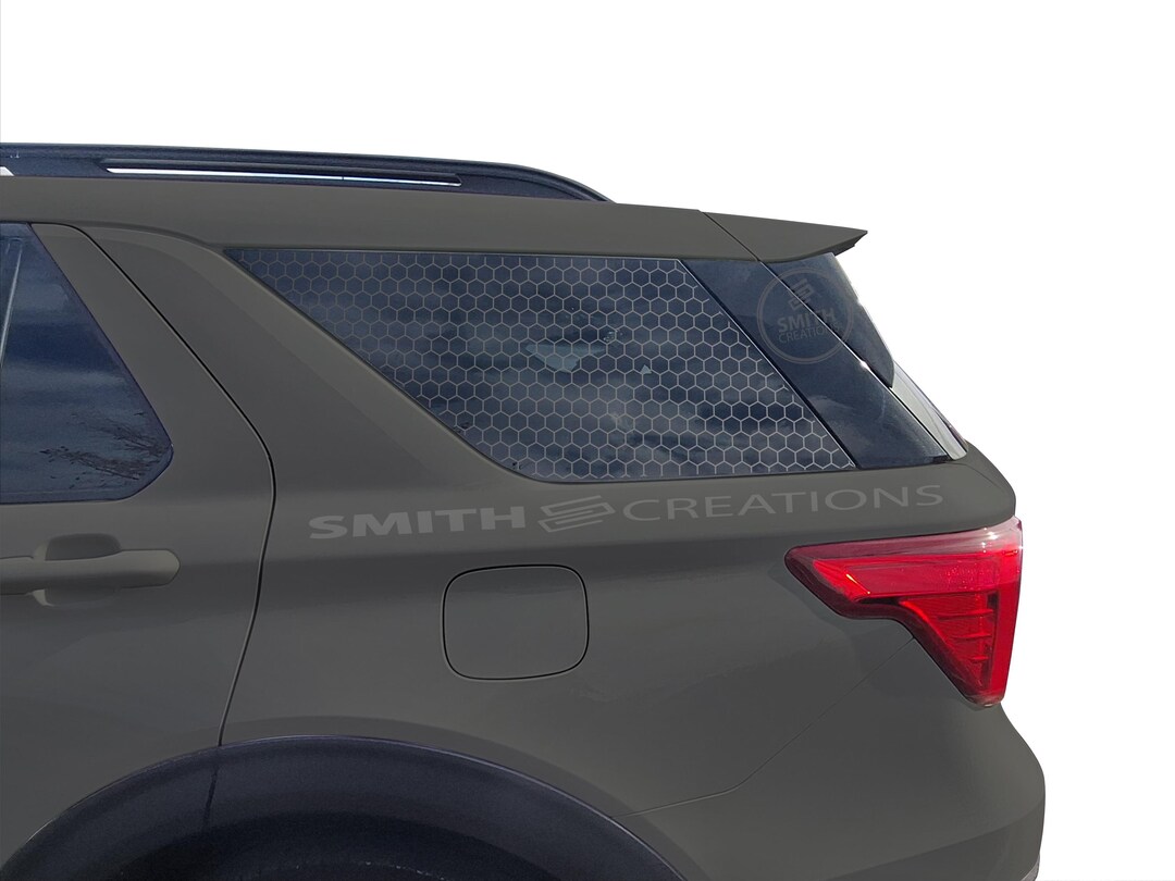 Fits 2020-2025 Ford Explorer Hexagon Weeded Out Pattern Vinyl Decal for 3rd Quarter Window Pre ...