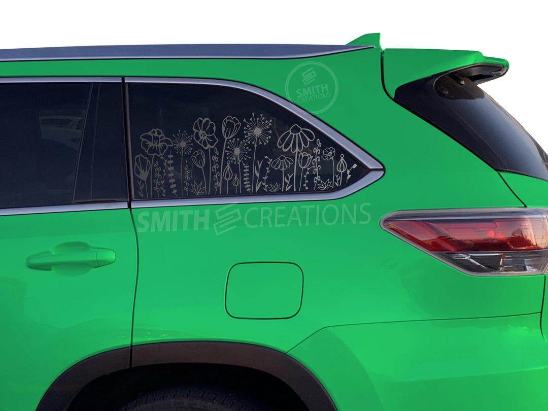 Fits 2014-2019 Toyota Highlander 3rd Quarter Window Wild Flowers Vinyl ...