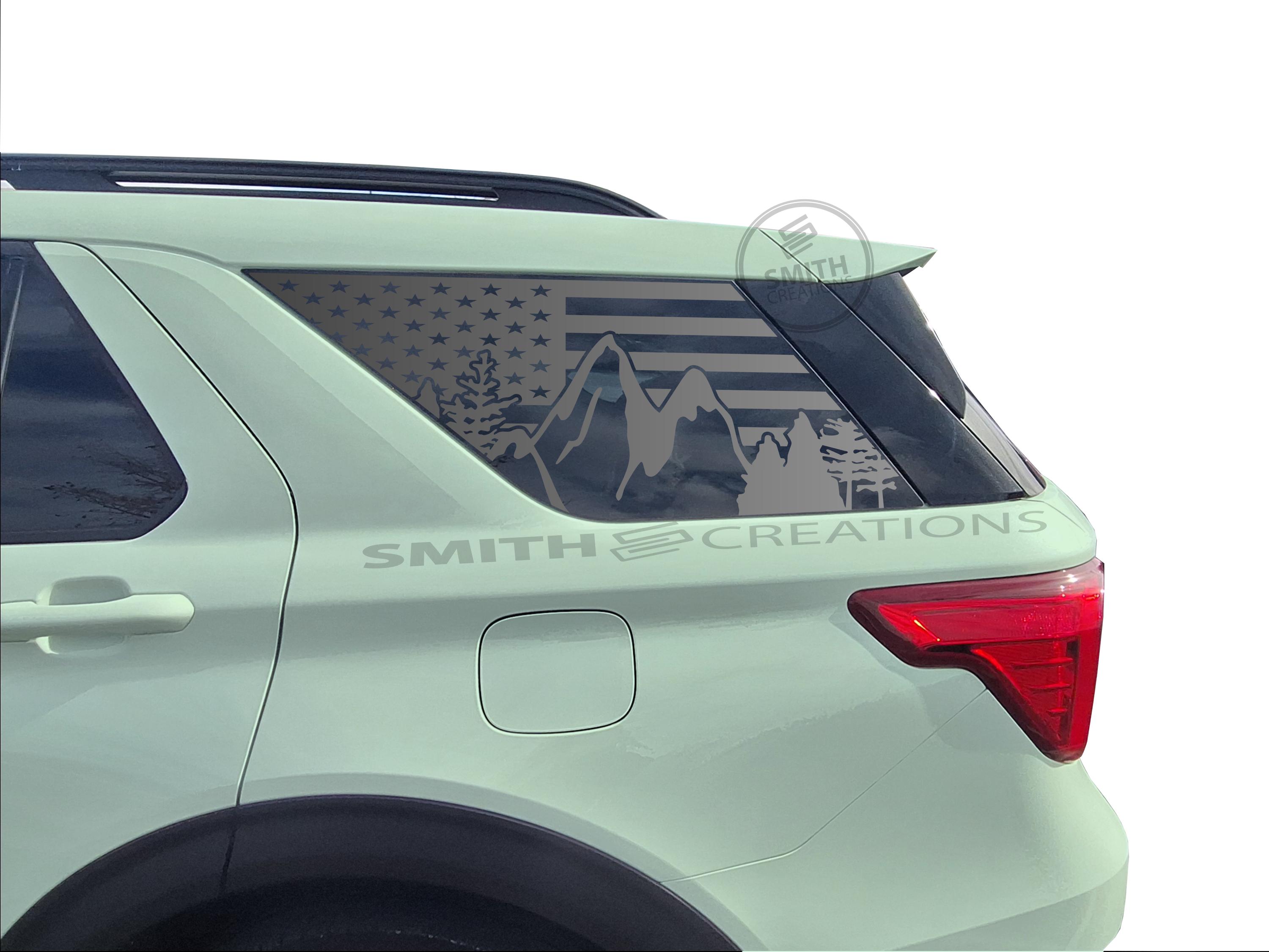 Fits 2020-2026 Ford Explorer Standard American Flag Mountain Scene ...