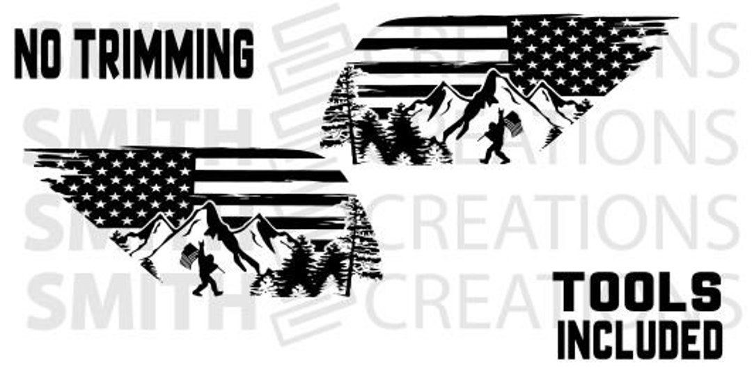 Fits 2003-2009 Toyota 4runner Rear Side Windows American Flag Sasquatch ...