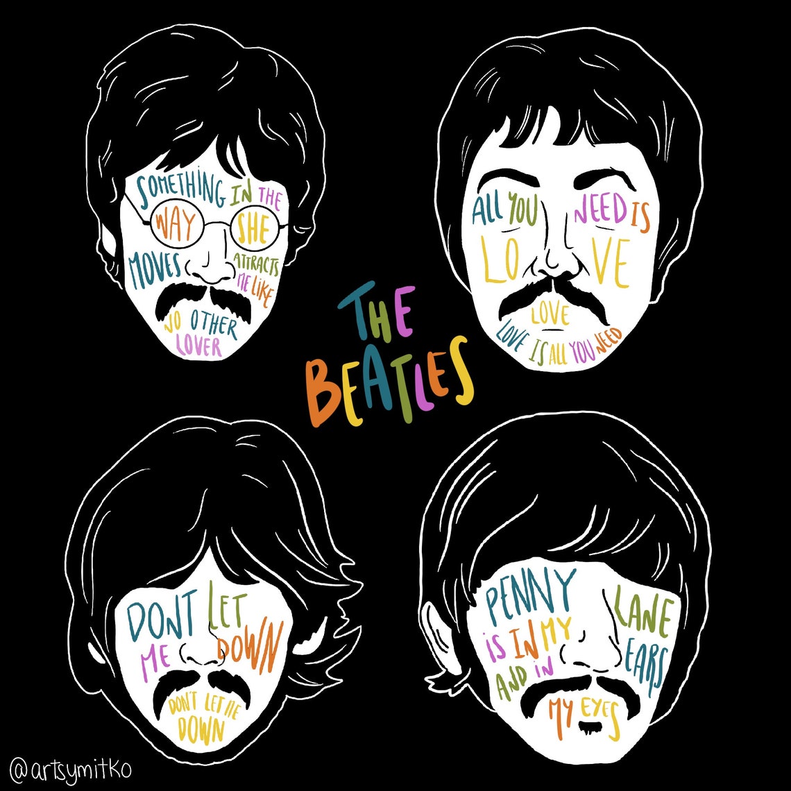 The Beatles Stickers - Etsy