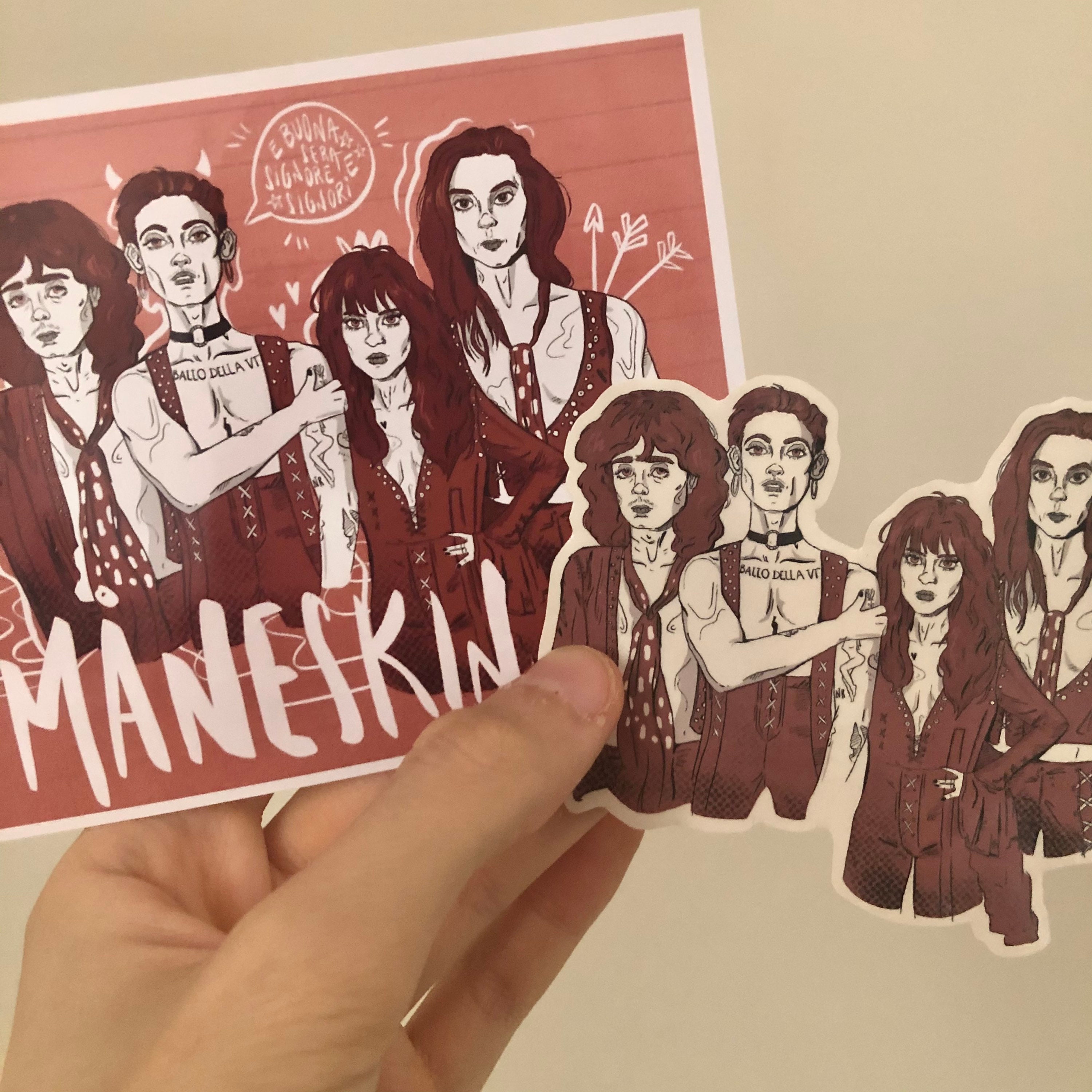 Måneskin sticker Polaroid photo illustration | Etsy