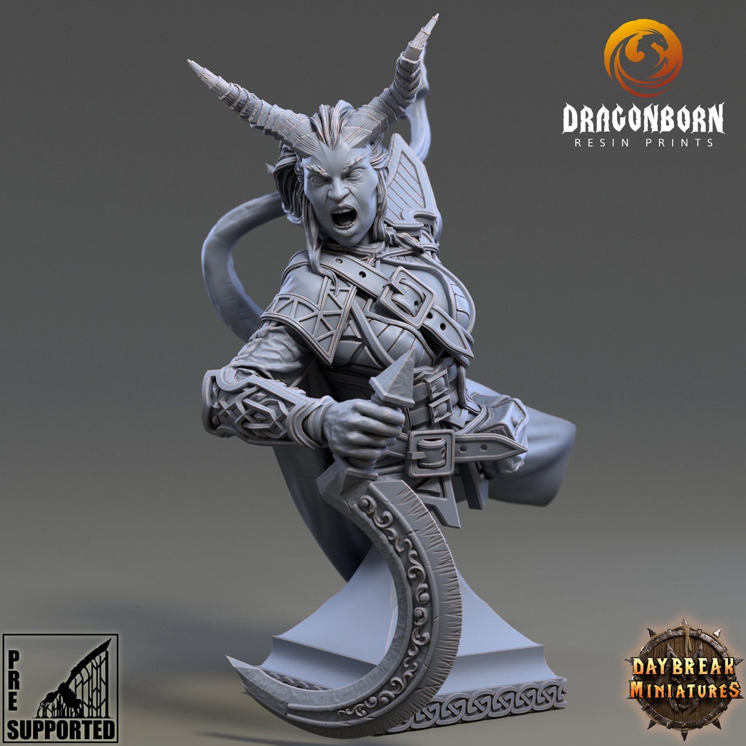 Gretchen Bylander - Tiefling - Bust - Warrior - Daybreak Miniatures ...