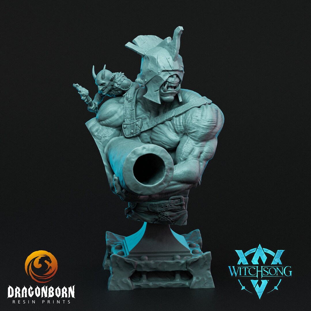 Ogre Mortar Specialist Bust - D&D Dnd RPG Fantasy Miniature - Resin ...