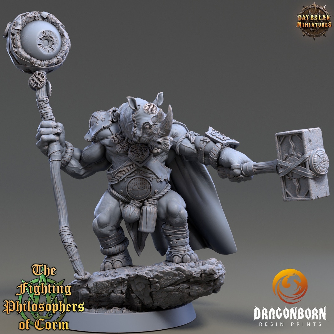 Metrocles Red Gazer Rhinokin Rhino Folk Warrior Dnd RPG Wargaming ...