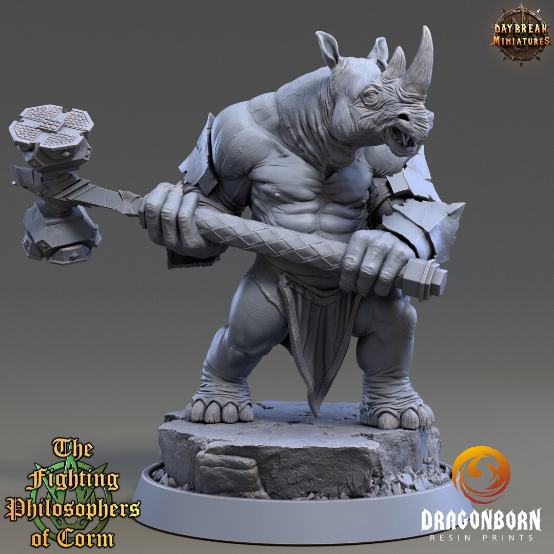 Brontinus Clubber - Rhinokin Rhino - D&D Dnd RPG Fantasy Wargaming ...