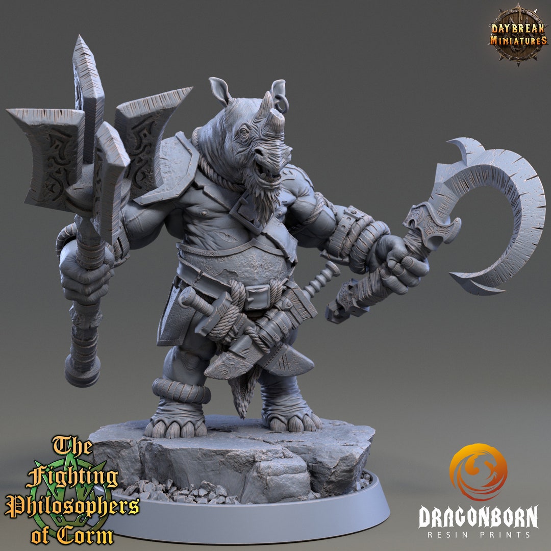 Himerius Halfhorn Rhinokin Rhino Folk Warrior Dnd RPG Wargaming ...