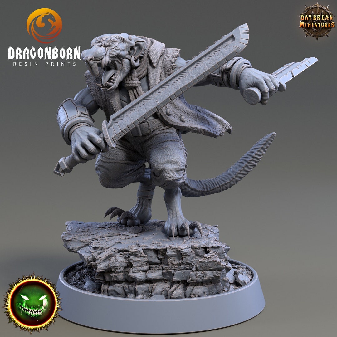 Dungazz Ripspitter - Rat Warrior - Dnd - RPG - Wargaming Miniatures - D ...
