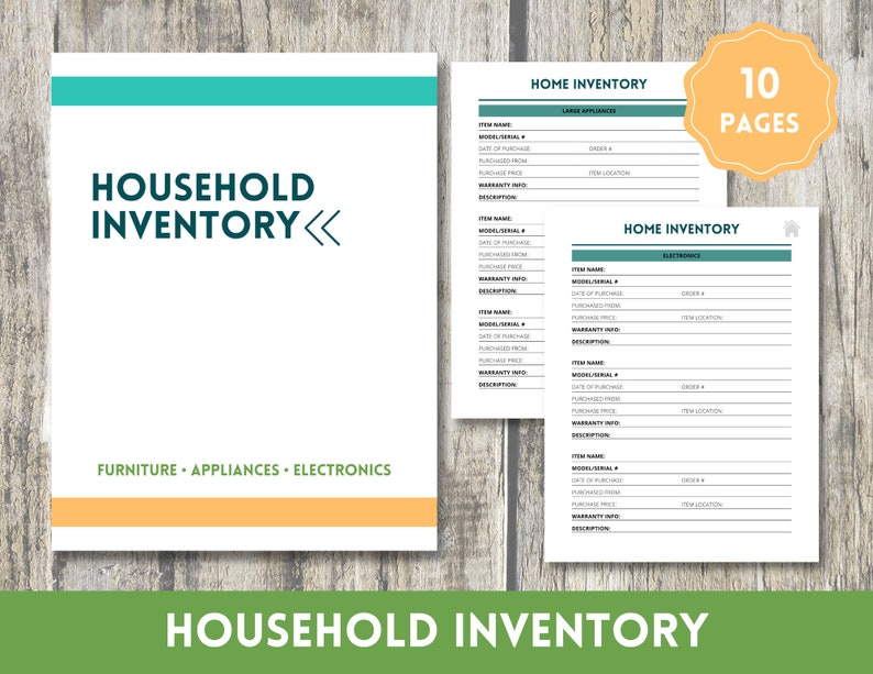 Household Inventory PDF Printable Furniture Appliances - Etsy