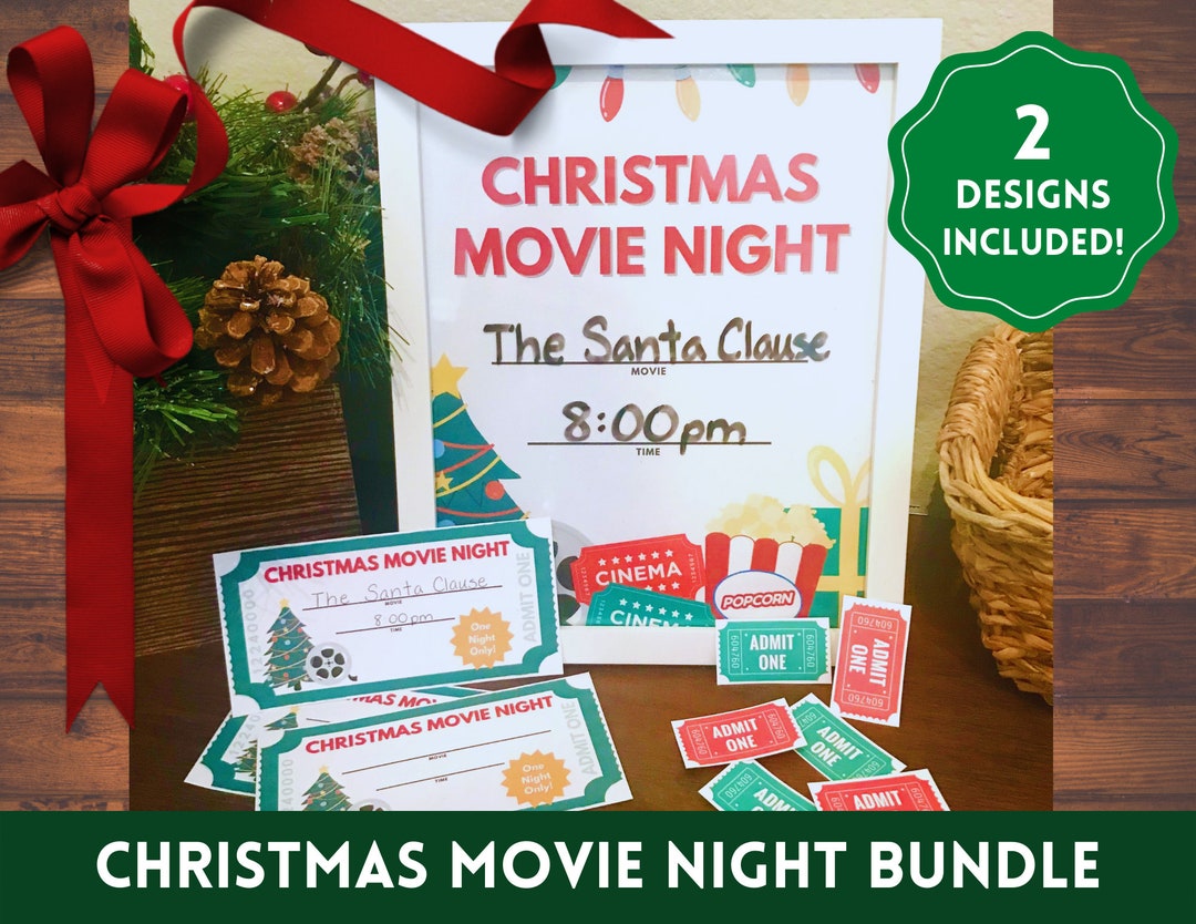 Christmas Movie Night Bundle -- Printable Posters and Tickets -- TWO ...