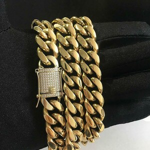 Miami Cuban Link Chain Bracelet 14k Gold Diamond Clasp - Etsy