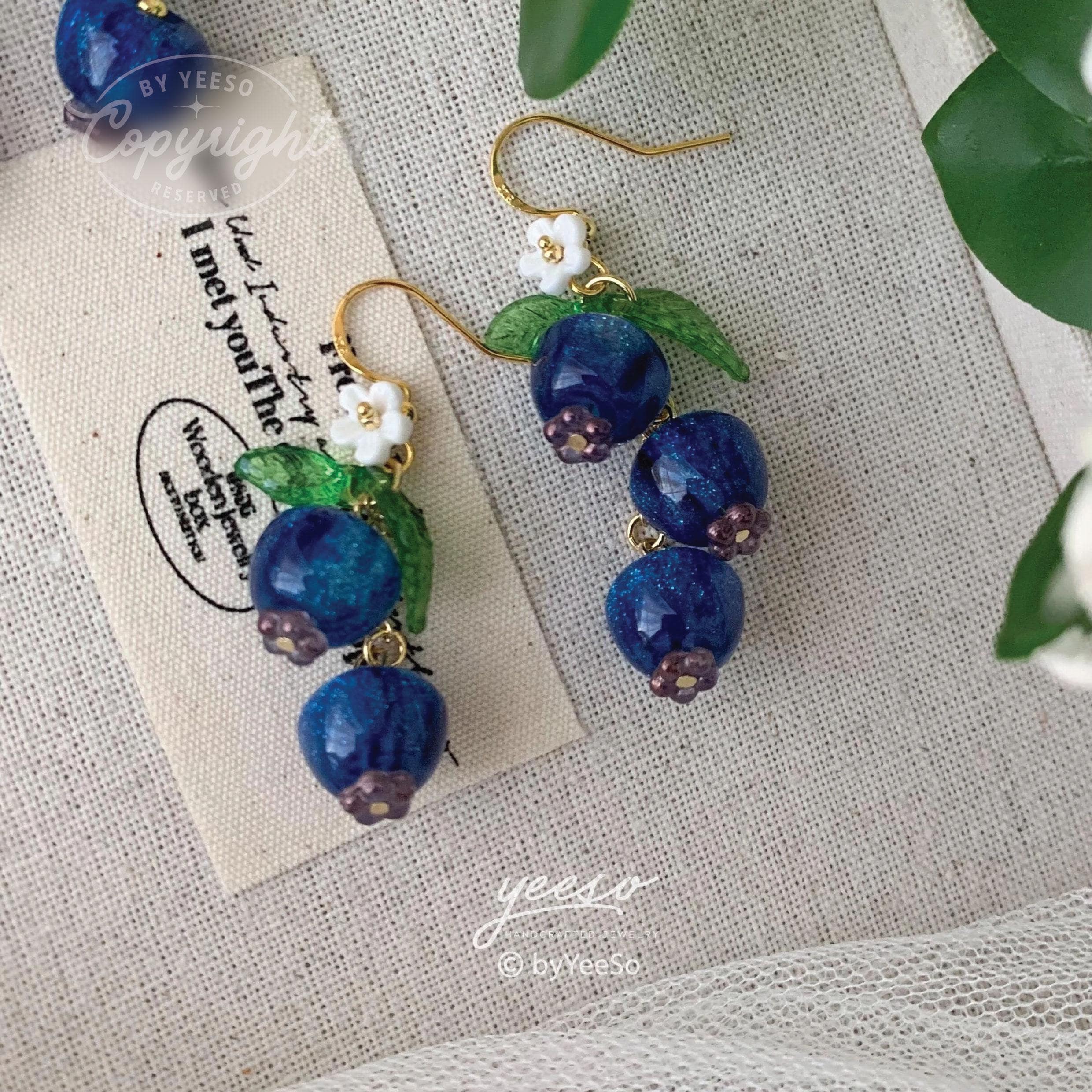 Blueberry Dangle Earrings, Berry Fruit Dangle Earrings, Berry Drop ...