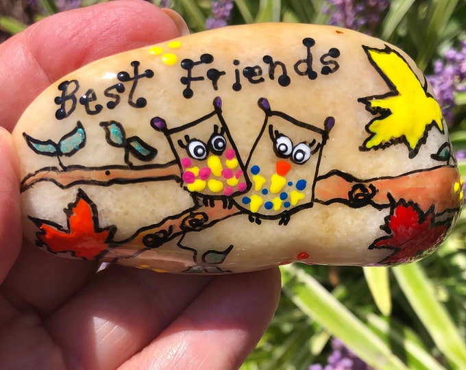 Friends Painted Rock, Painted Home or Garden Stone Art, Best Friends ...