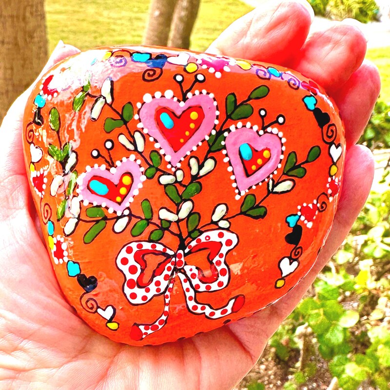 Painted Heart Rock - Etsy