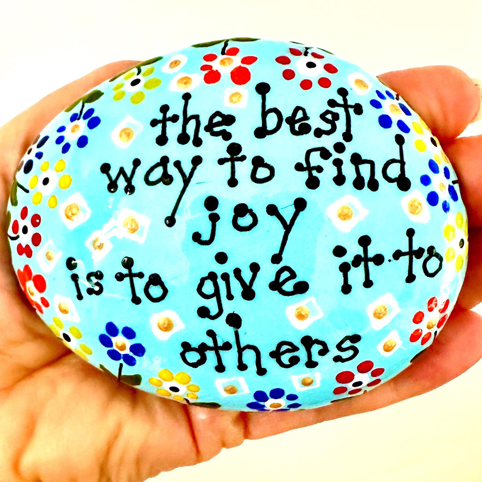 Hand Painted JOY Rock, Rainbow Flowers, How to Find JOY - Etsy