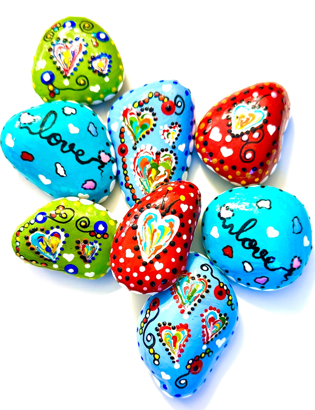 Love Heart Pocket Rocks, Little Surprise Rocks, Hand Painted Smooth ...