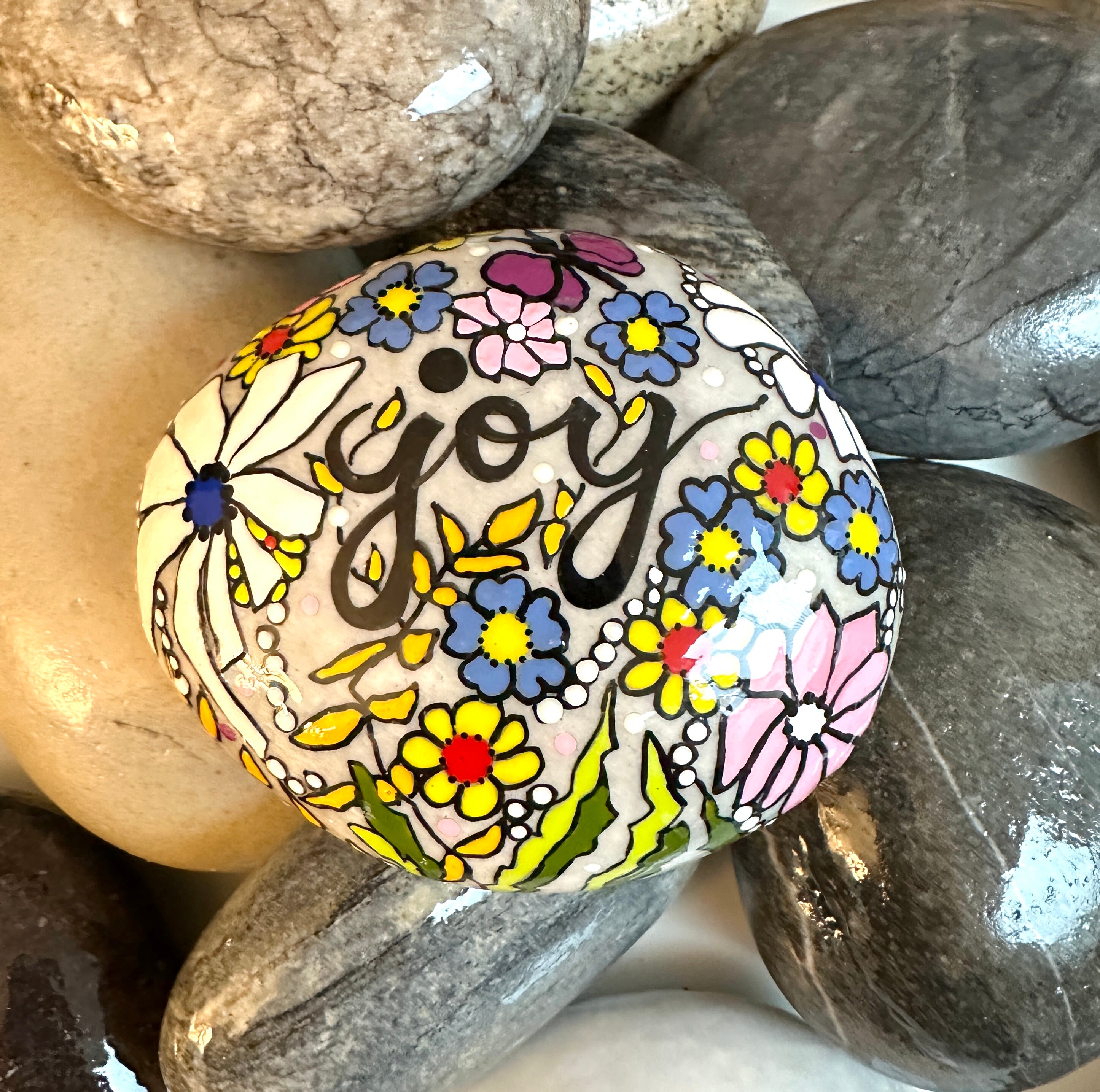 JOY Rock Butterfly Flower Stone Celebration Rock Keepsake - Etsy