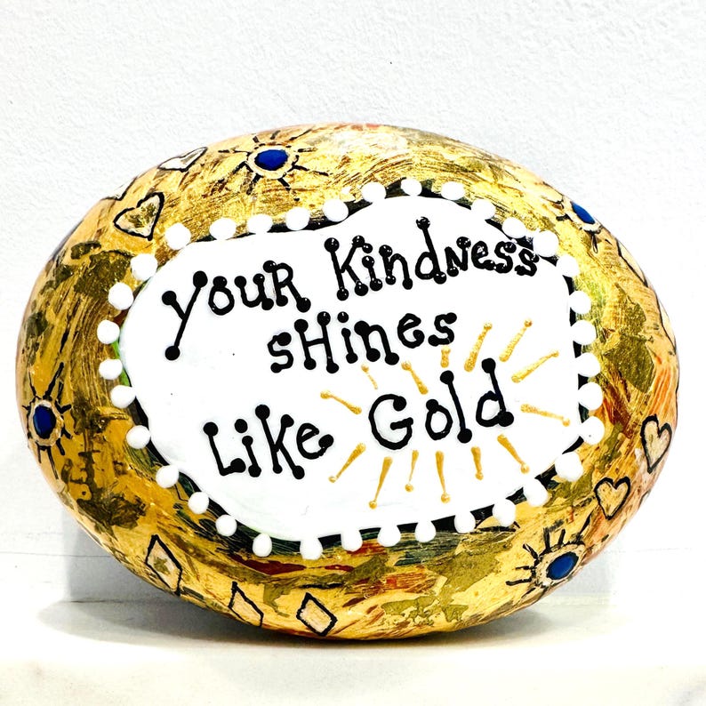 Gold Inspirational Message Rock, Kindness Stone - Etsy