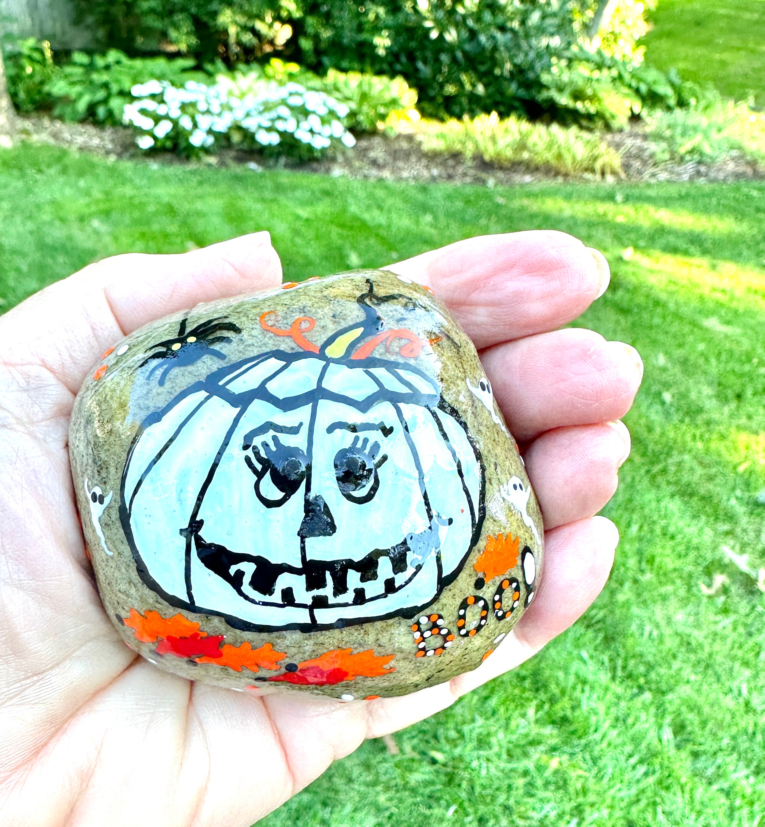 Happy Pumpkin Painted Rock White Pumpkin Halloween Pumpkin - Etsy