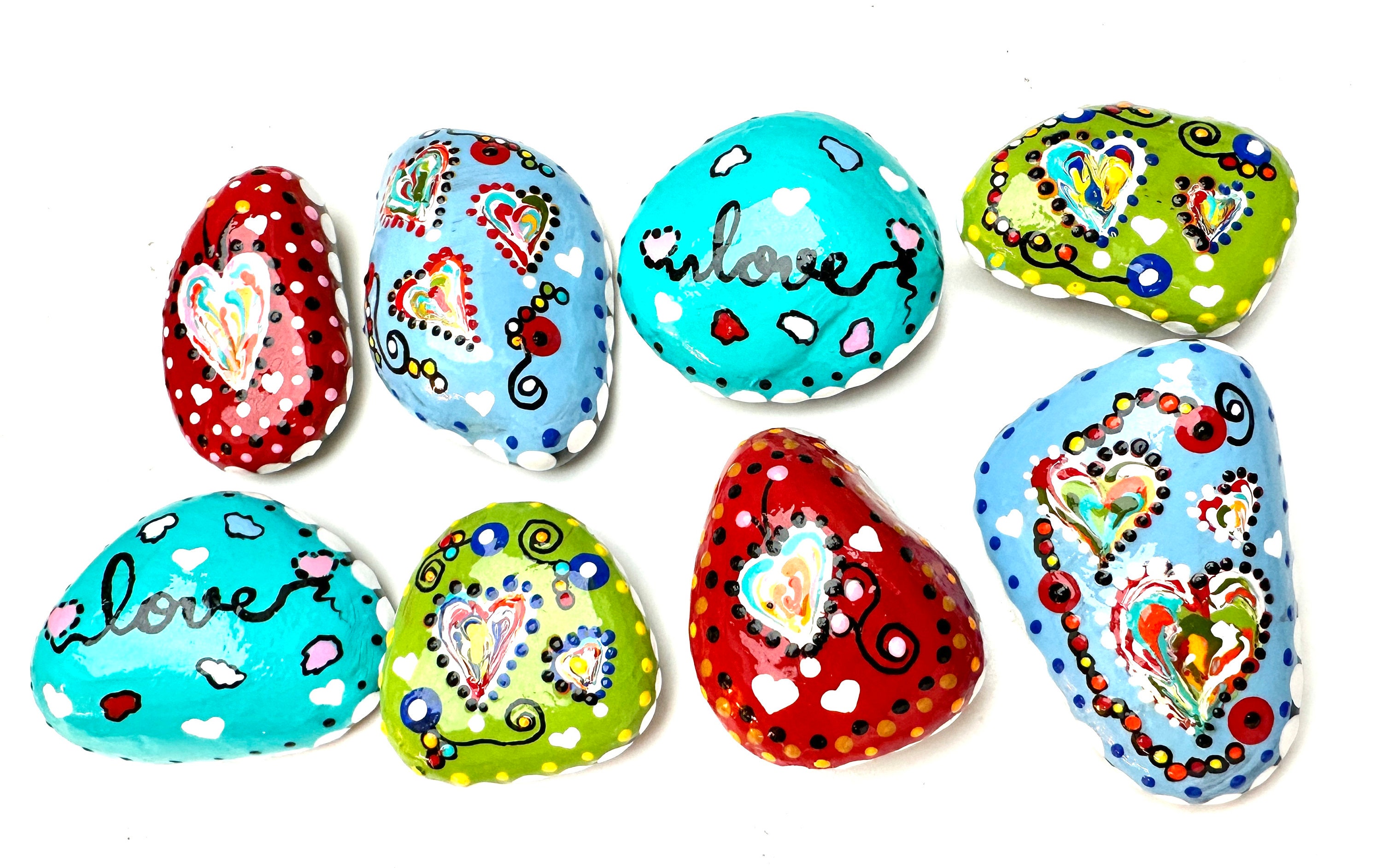 Love Heart Pocket Rocks, Little Surprise Rocks, Hand Painted Smooth ...