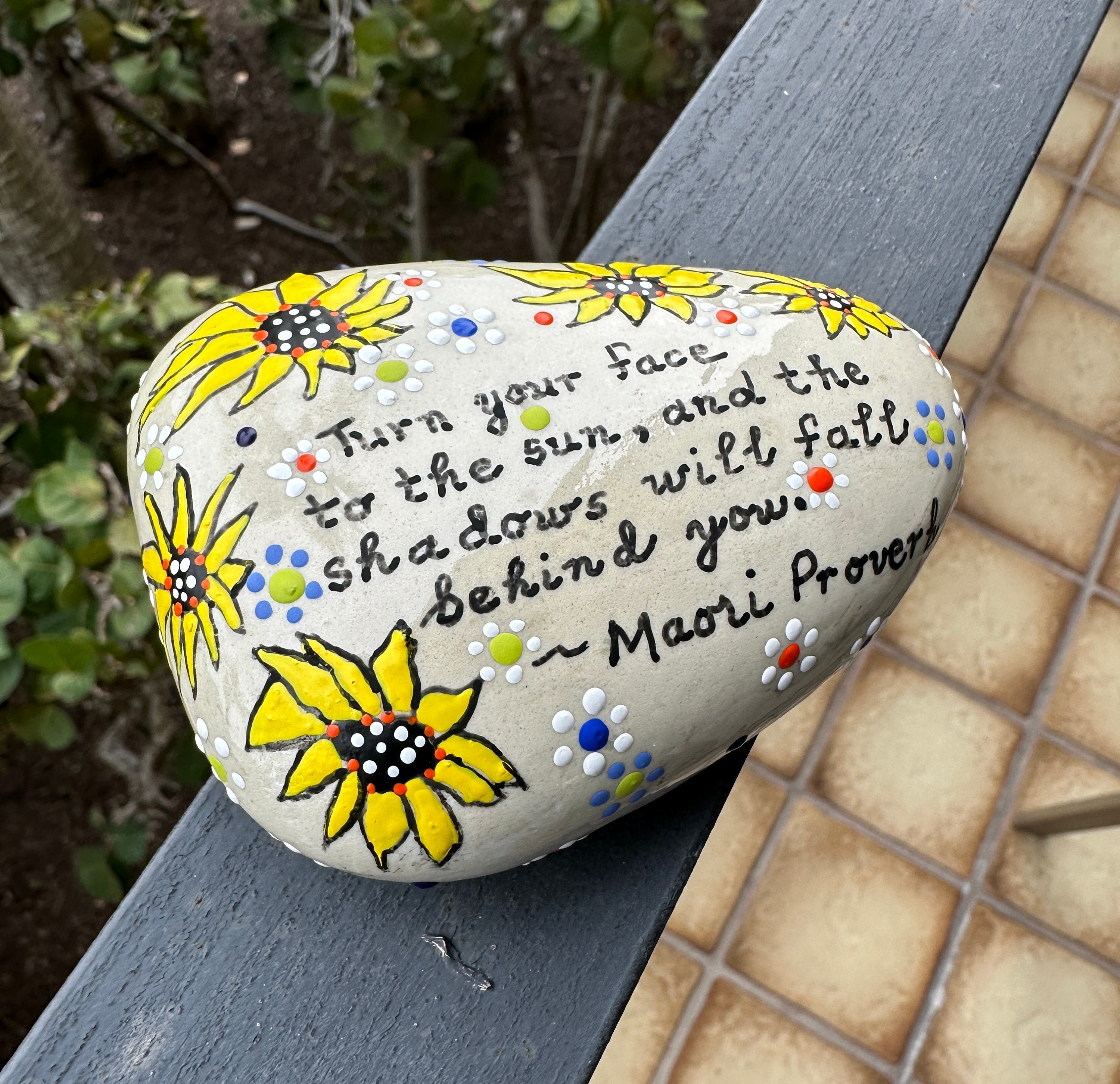 Painted Rock New Zealand Inspired, Maori Proverb, Sunflower Rock ...