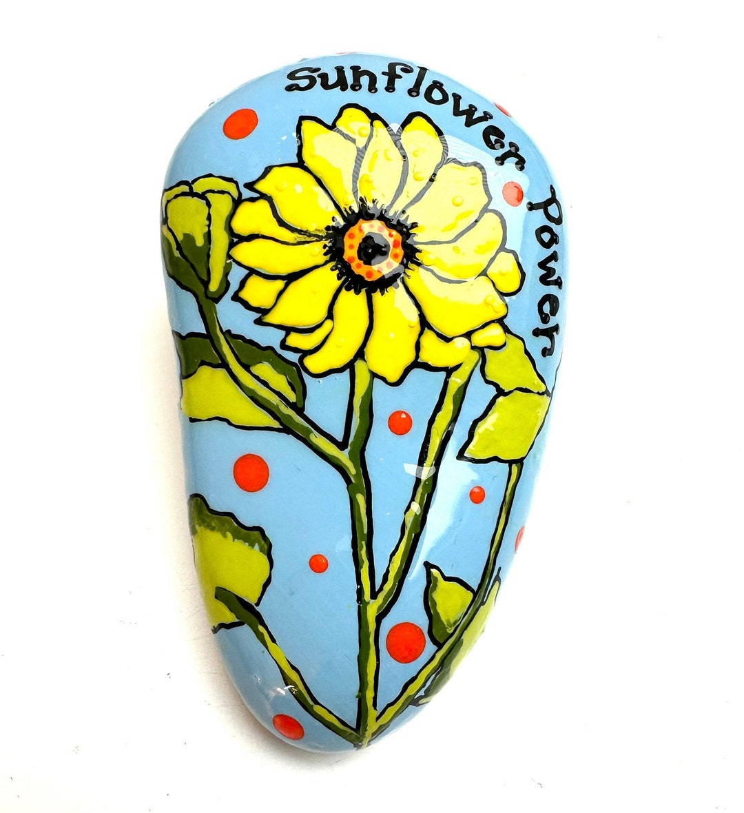 Sunflower Power Rock, Garden Flower Art, Bright Yellow Flower Rock - Etsy