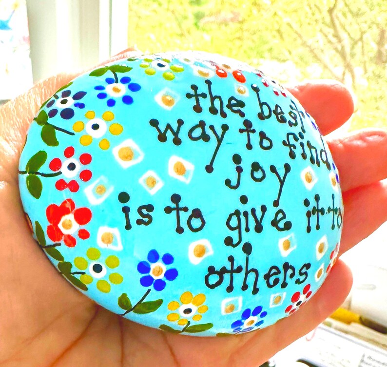 Hand Painted JOY Rock, Rainbow Flowers, How to Find JOY - Etsy