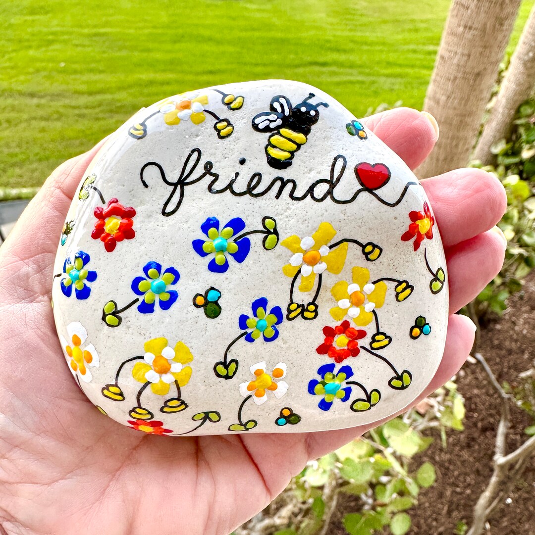Friendship Rock, Bees and Flowers Rock - Etsy