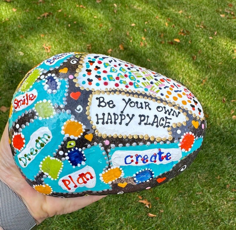 Happy Place Rock Positive Life Words Affirmation Rock - Etsy