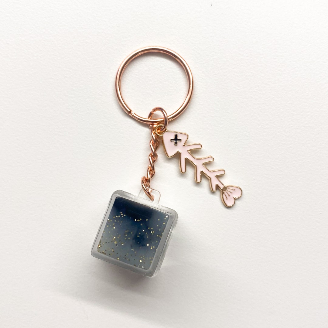 Black Galaxy and Fishbone Keycap Fidget Keychain - Etsy