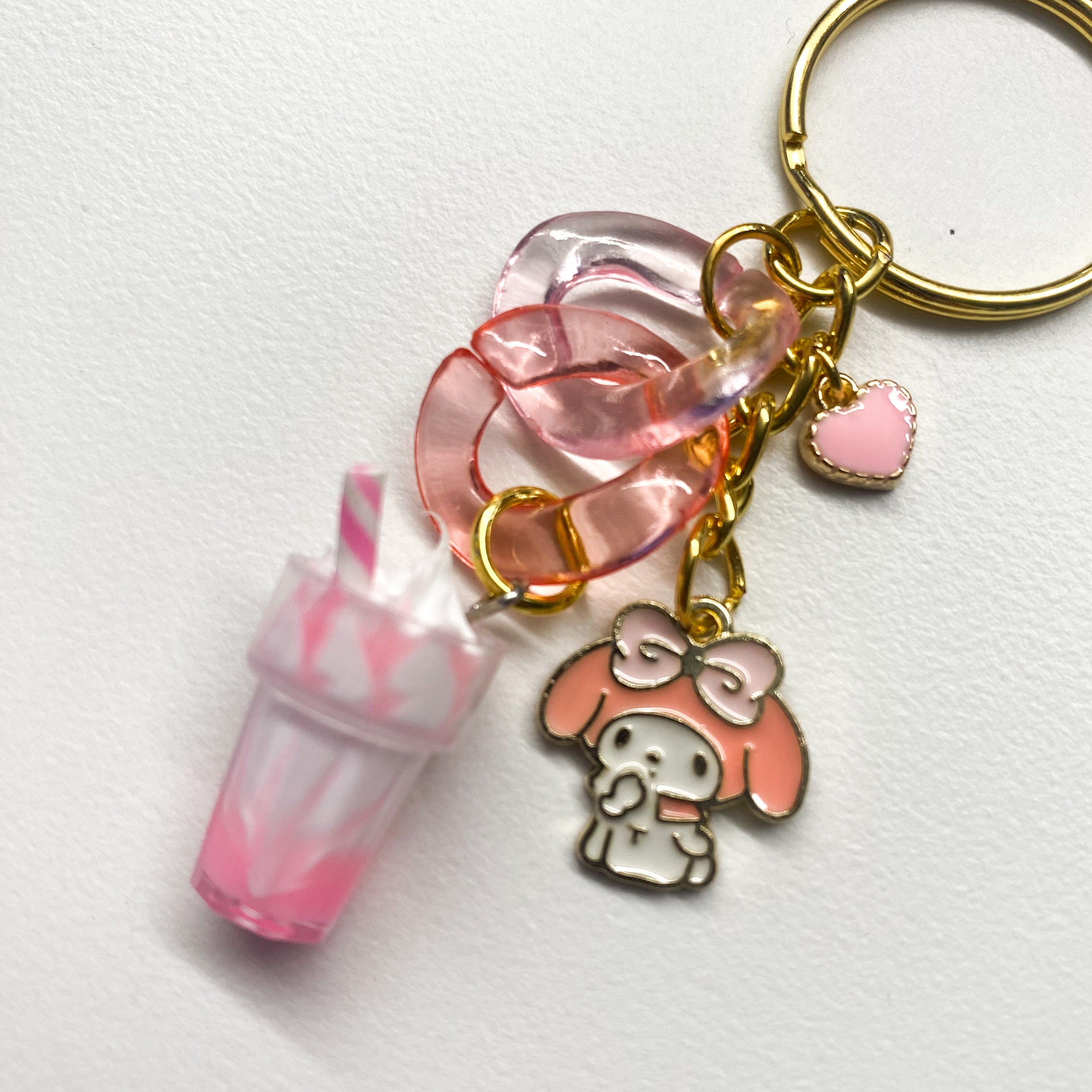 Pink My Melody Strawberry Milkshake Keychain - Etsy