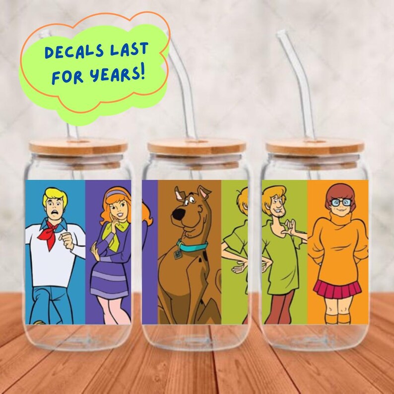 Scooby Doo Glass Coffee Cup, Disney Character Tumbler, Glass Cup, Y2K ...