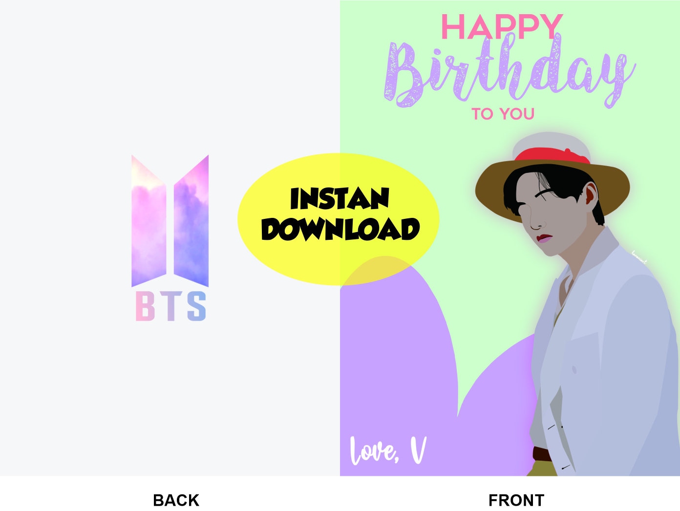 Printable Birthday Card Birthday Card BTS Birthday Card V Birthday Card ...