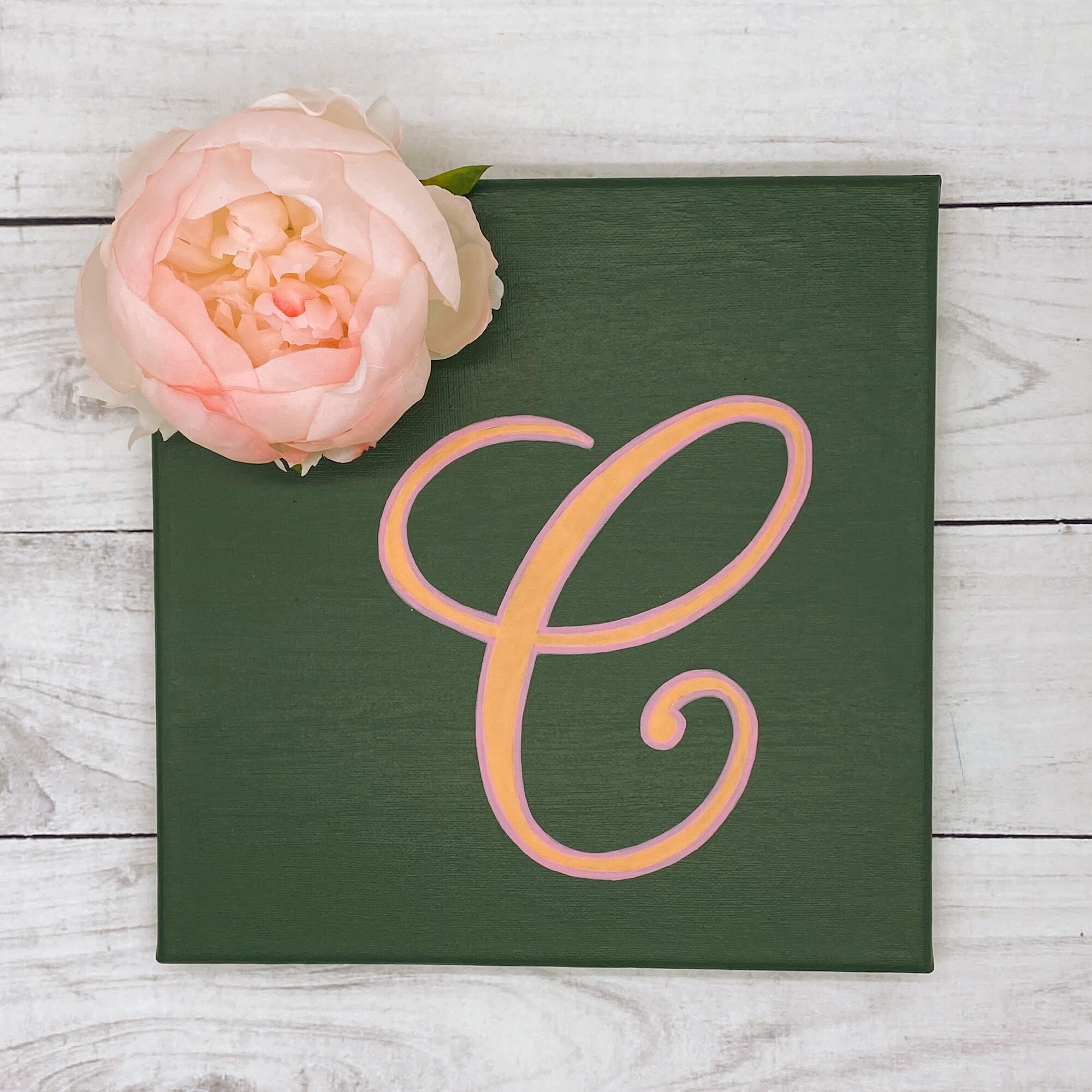 Personalized Letter Art With Flower, Monogram Initial, Letter Canvas ...