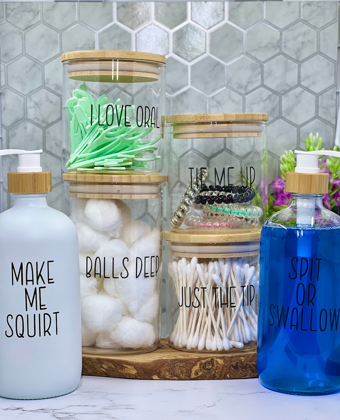 Cotton Ball Jar Q Tip Jar Balls Deep Just The Tip Bathroom Etsy