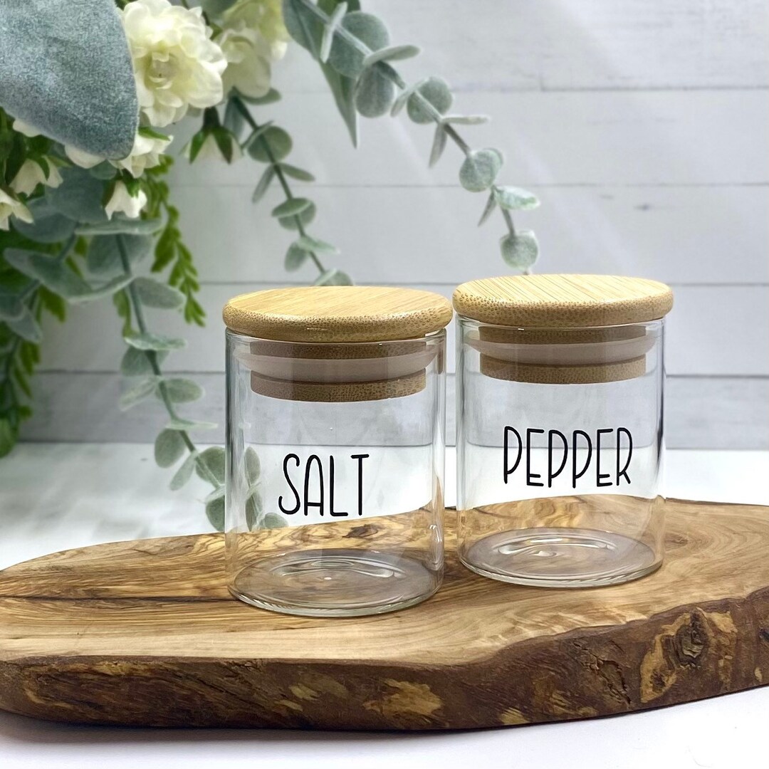 CUSTOMIZABLE Salt & Pepper Jar | Spice Jars | Spice Container | Bamboo ...