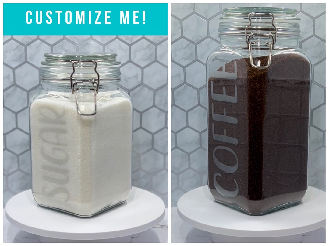 Coffee Bar Canister, Glass Mason Jar, Coffee Canister, Sugar Canister ...