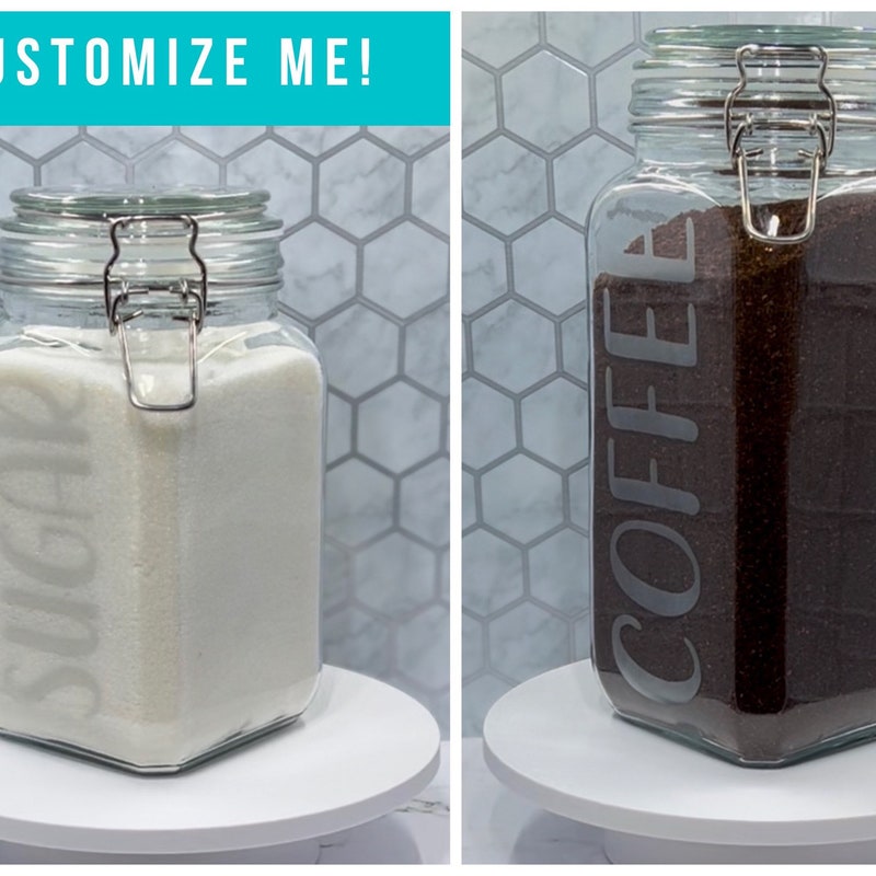 Tea Coffee Sugar Jars, Glass Storage Canisters - Etsy