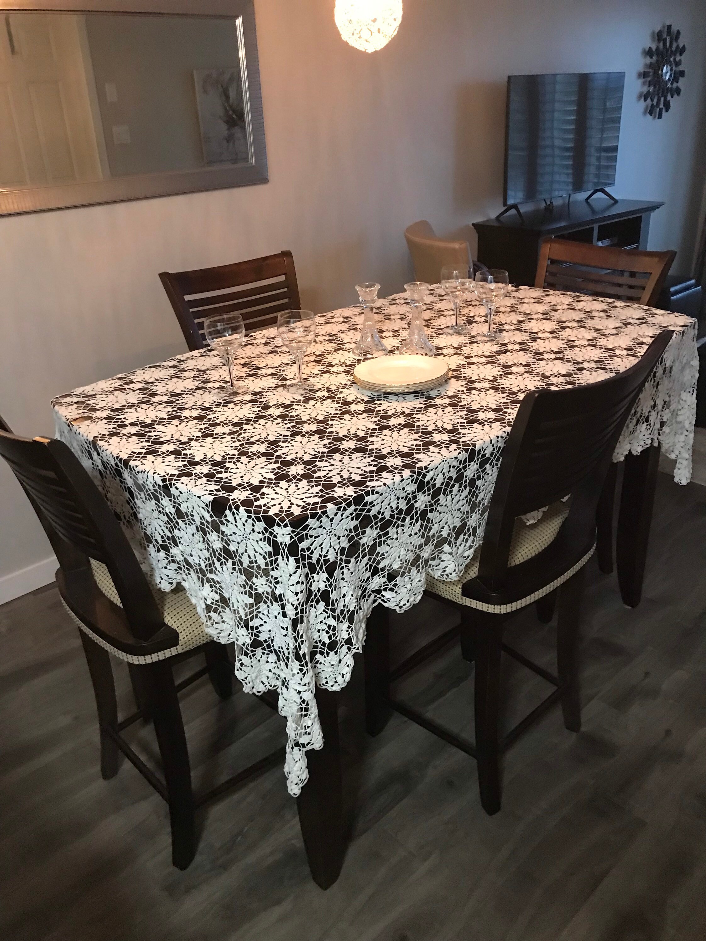 Vintage Flower Crochet Tablecloth - Etsy