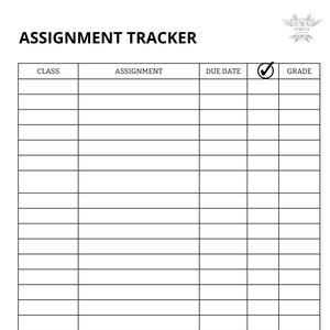 Assignment Tracker, Assignment Printable List, Homework Tracker ...