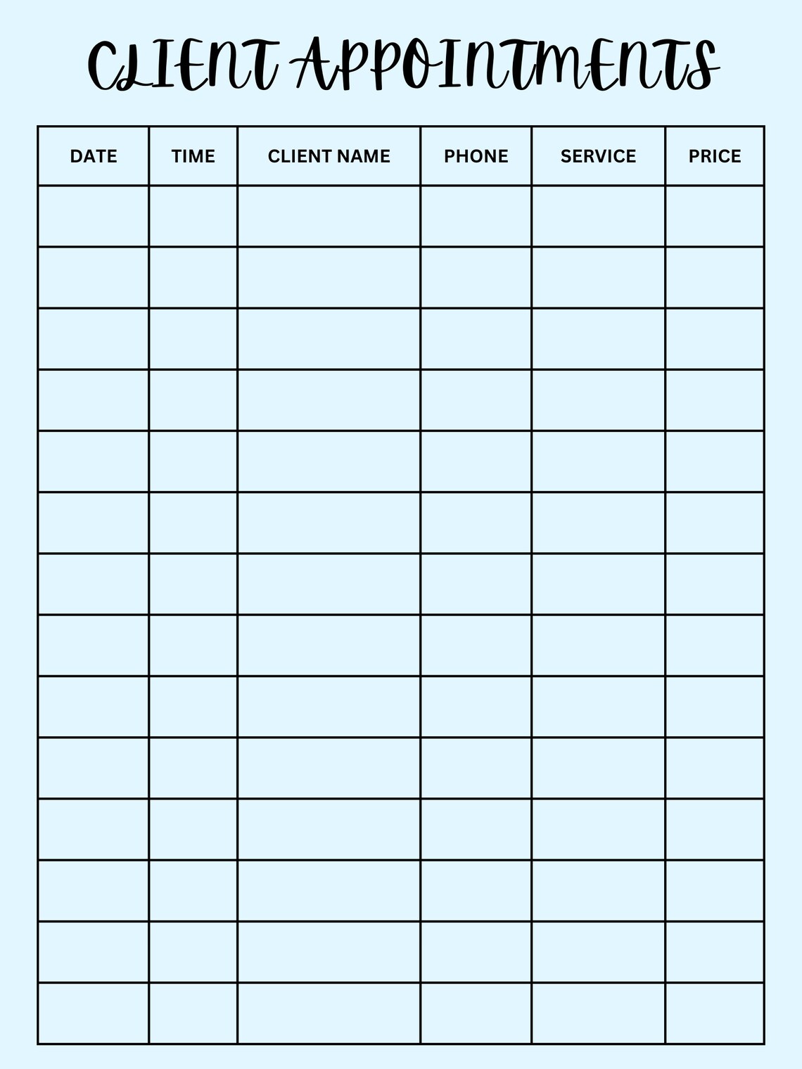 Client Appointment Tracking Printable - Tutoring Tracker - Hairdressing - Nail Tech - Business ...