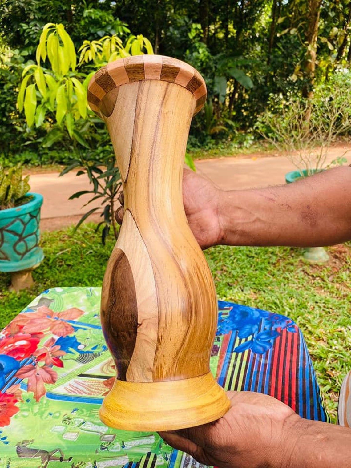 Segmented Wood Vase Shaped Unique Hand Carved Wooden Vases | Etsy
