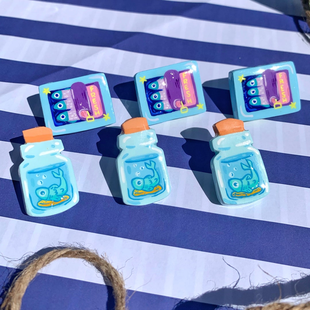 Sardine Clay Pin/magnet Fish Handmade Cute Animal - Etsy