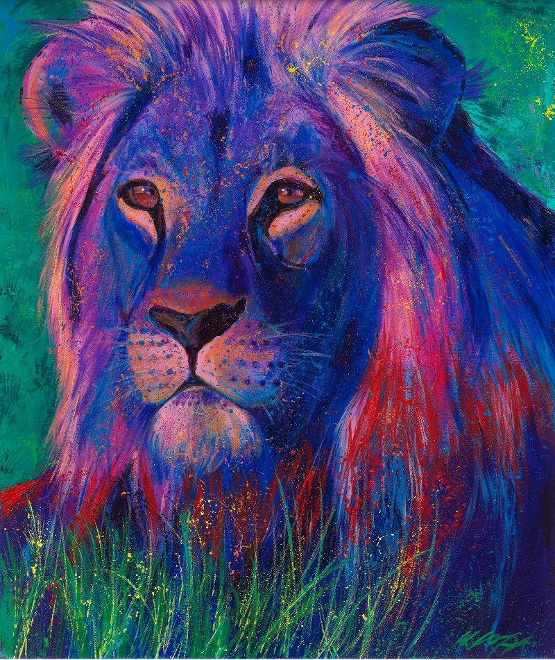 Wildlife Lion Acrylic Painting Acrylic Canvas Painting Limited Edition ...